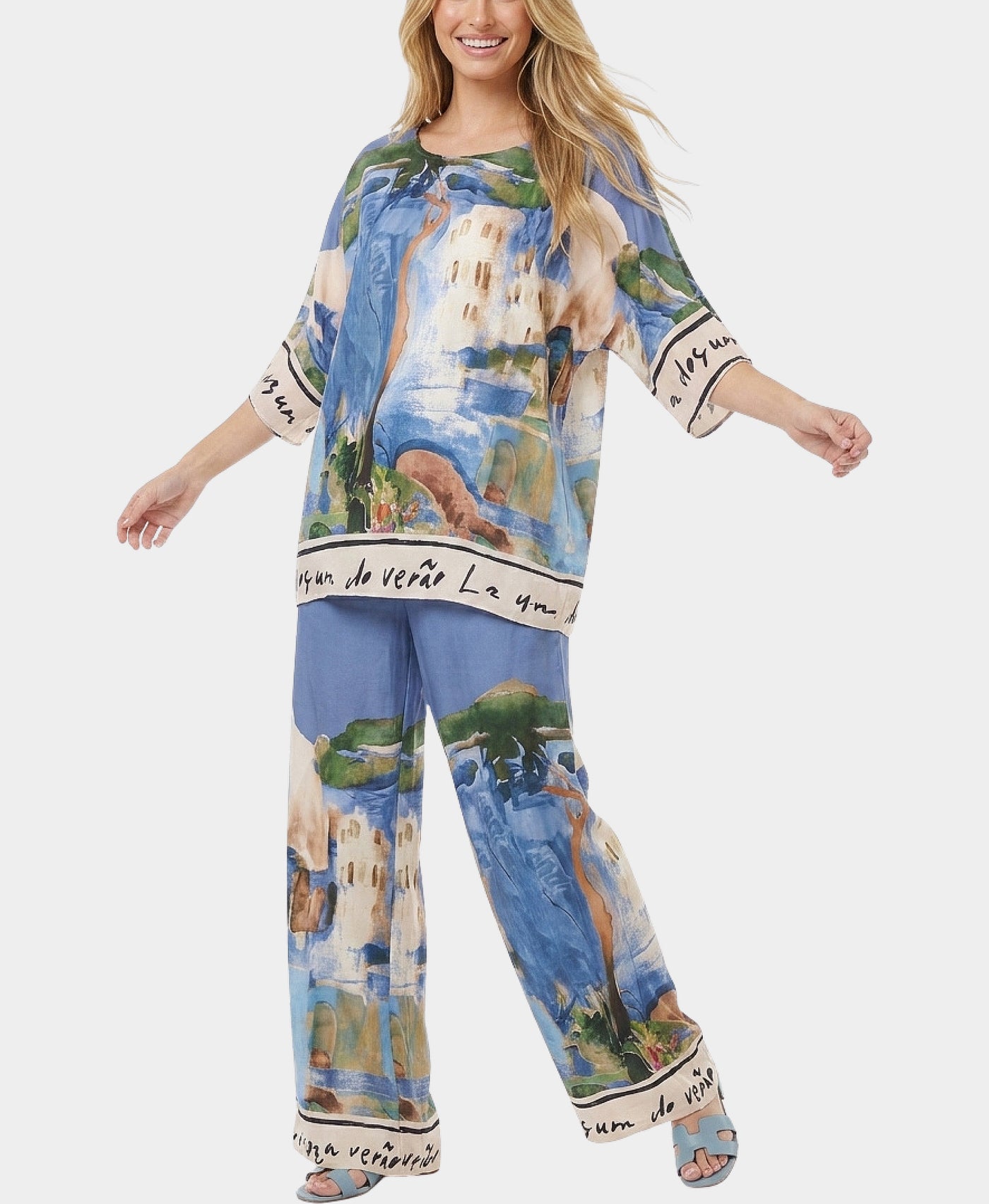 Coastal Print Blouse & Pants Two-Piece Set – FOX'S - Online